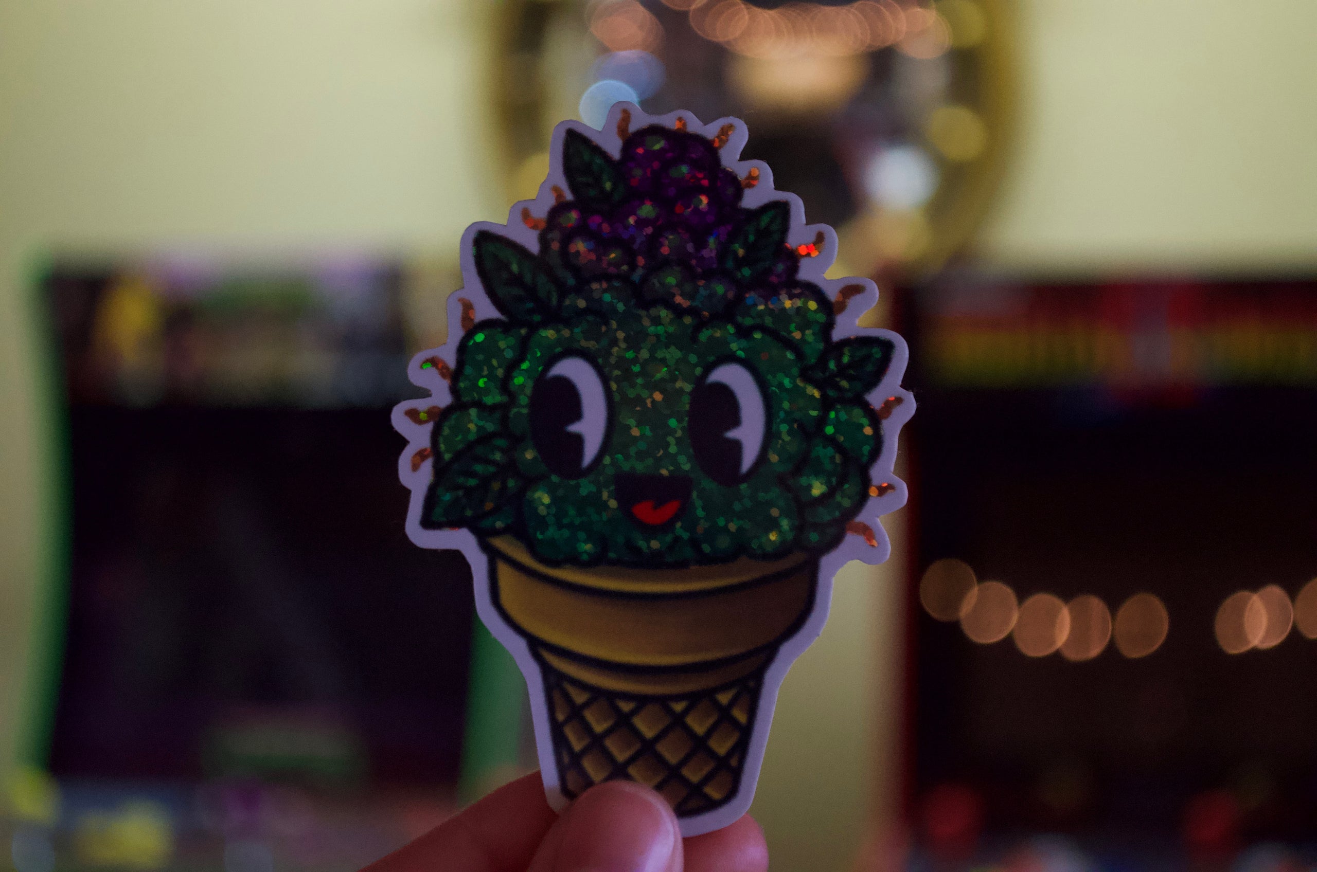 Sparkly Nug Ice Cream Cone Sticker | Vintage Karma